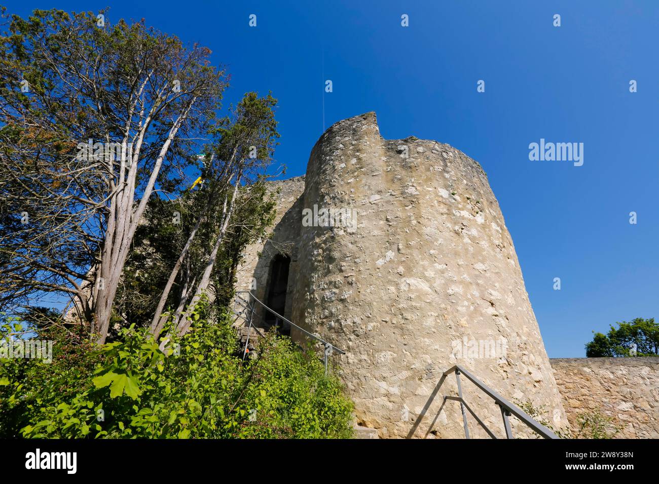 Castle Derneck, medieval castle ruin, handrail, railing, masonry, stone ...