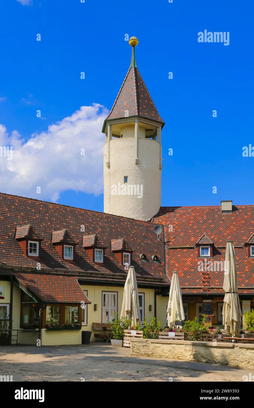 Teck Castle with hiking home of the Swabian Alb Association, inner ...