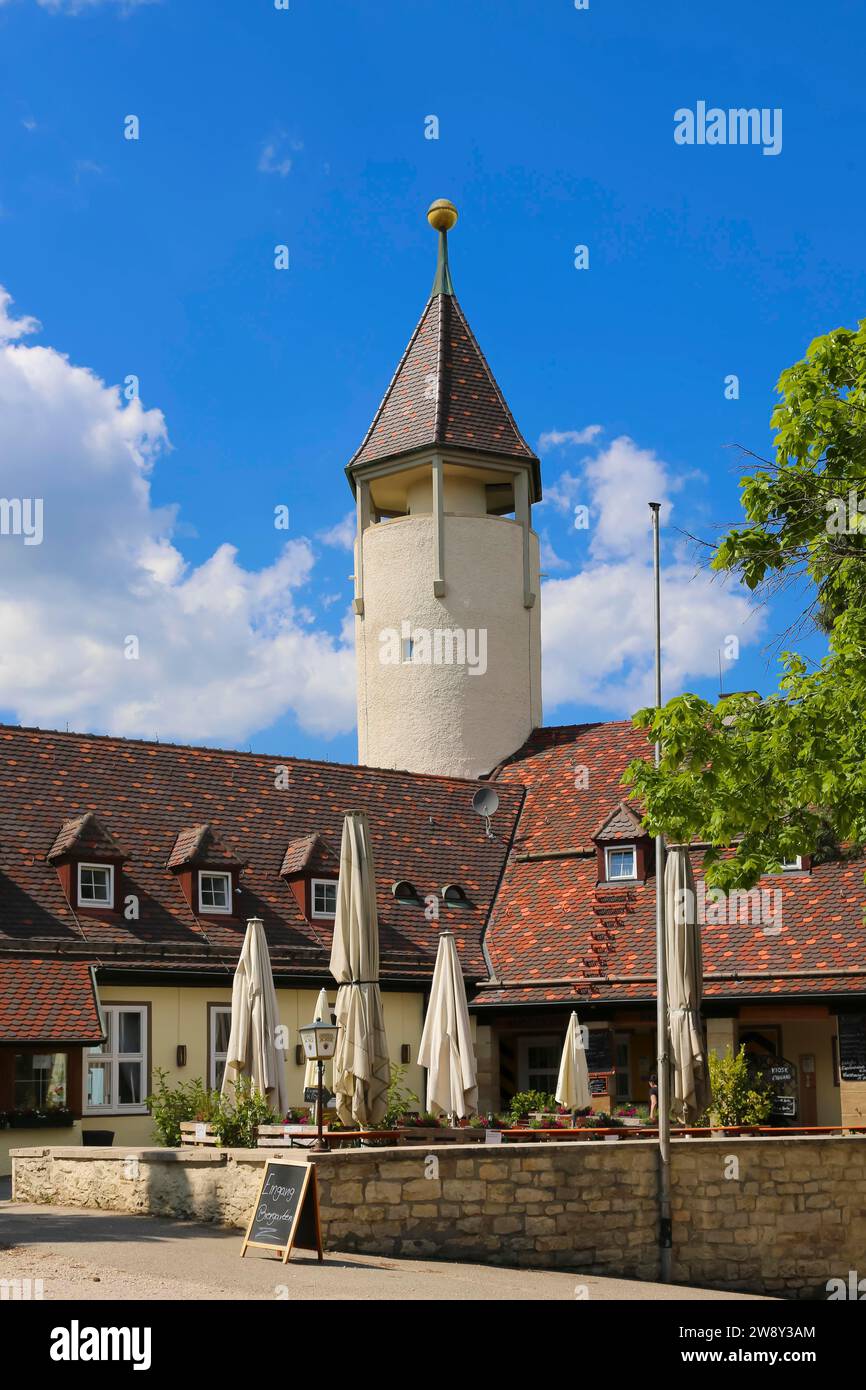 Teck Castle with hiking home of the Swabian Alb Association, inner ...
