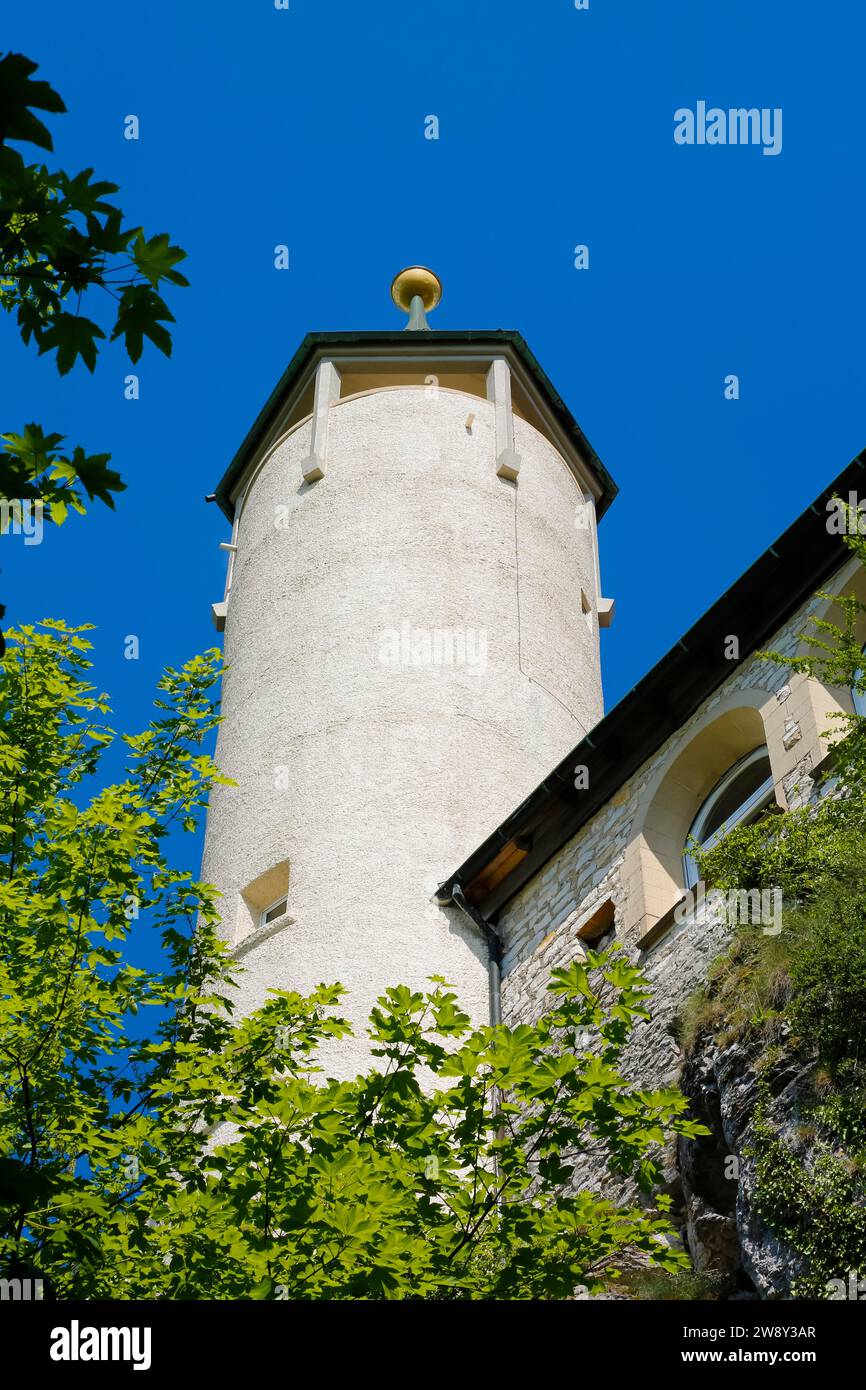 Lookout tower at the end of the 19th century at Teck Castle with the ...