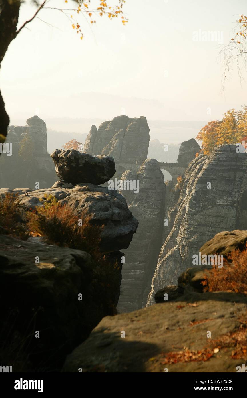 Saxon switzerland bastion with bastion bridge hi-res stock photography ...