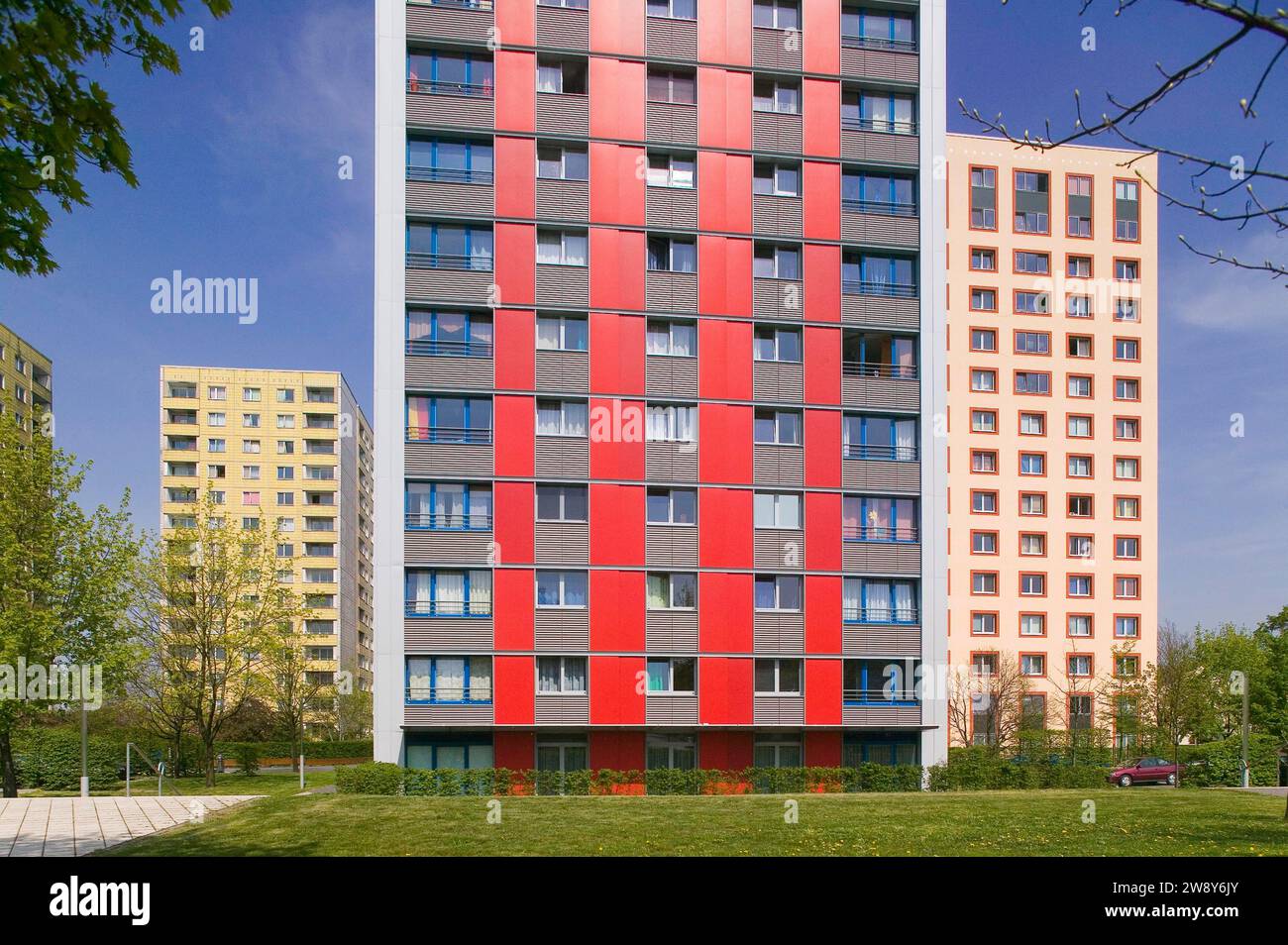 The 17-storey tower blocks from the 1970s are typical examples of GDR ...