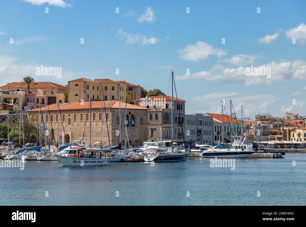 A picture of the Old Venetian Port of Chania, the Grand Arsenal and the ...