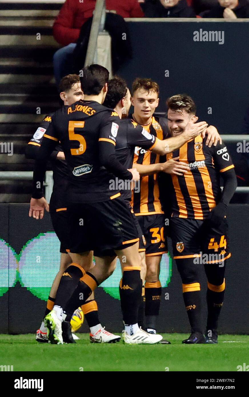 Hull City's Aaron Connolly (right) celebrates scoring their side's ...