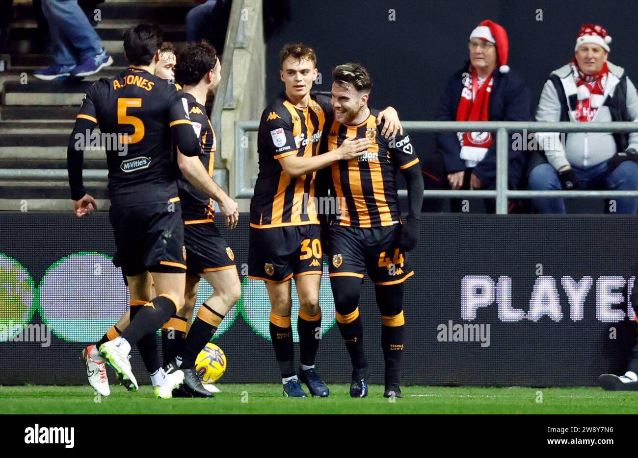 Hull City's Aaron Connolly (right) celebrates scoring their side's ...
