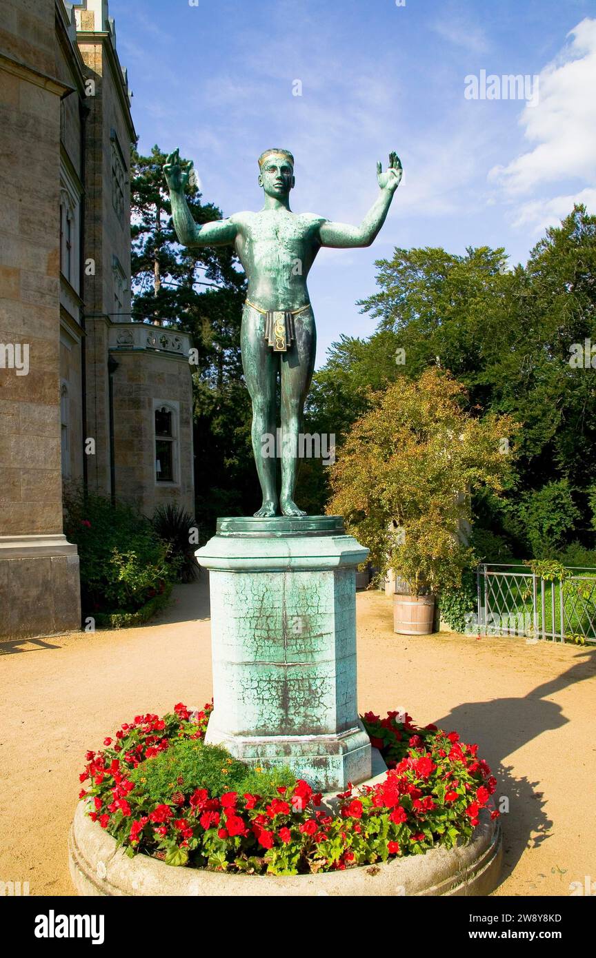 Eckberg Castle, sun worshipper sculpture Stock Photo - Alamy