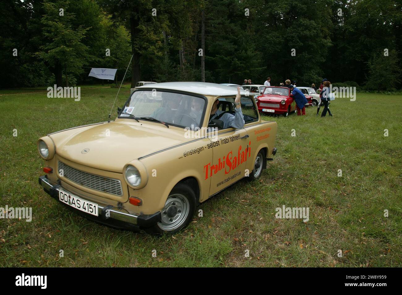 The Trabbi safari is part of the city's rich tourist offer, here with a ...