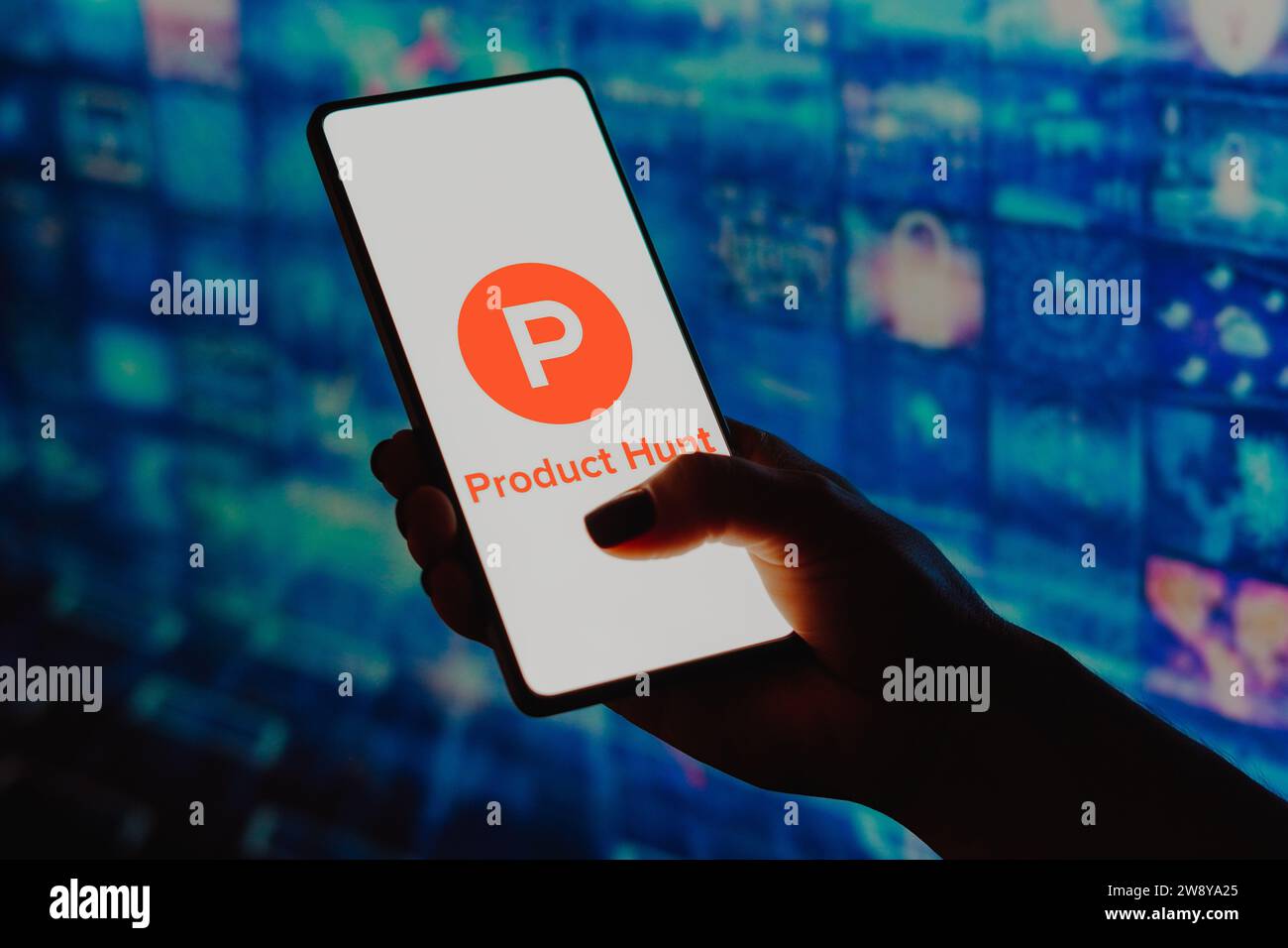 In this photo illustration, the Product Hunt logo is displayed on a ...