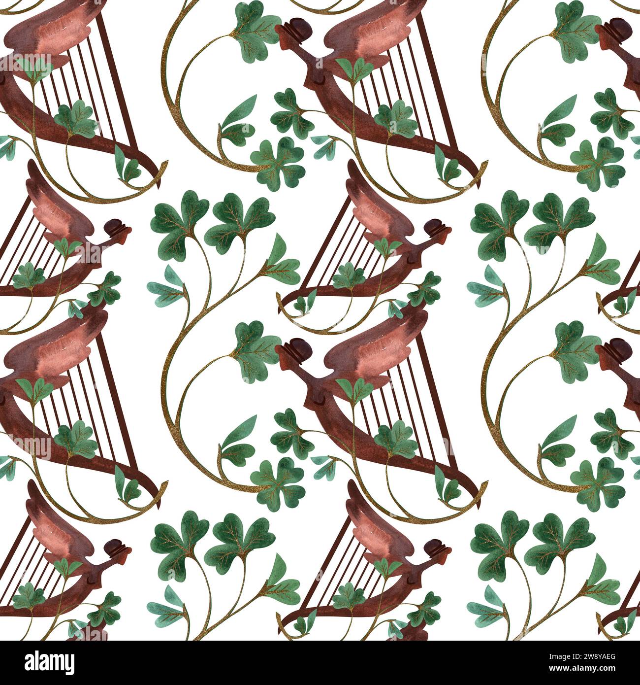 Seamless pattern with symbols of Ireland. Wrapping paper for St ...