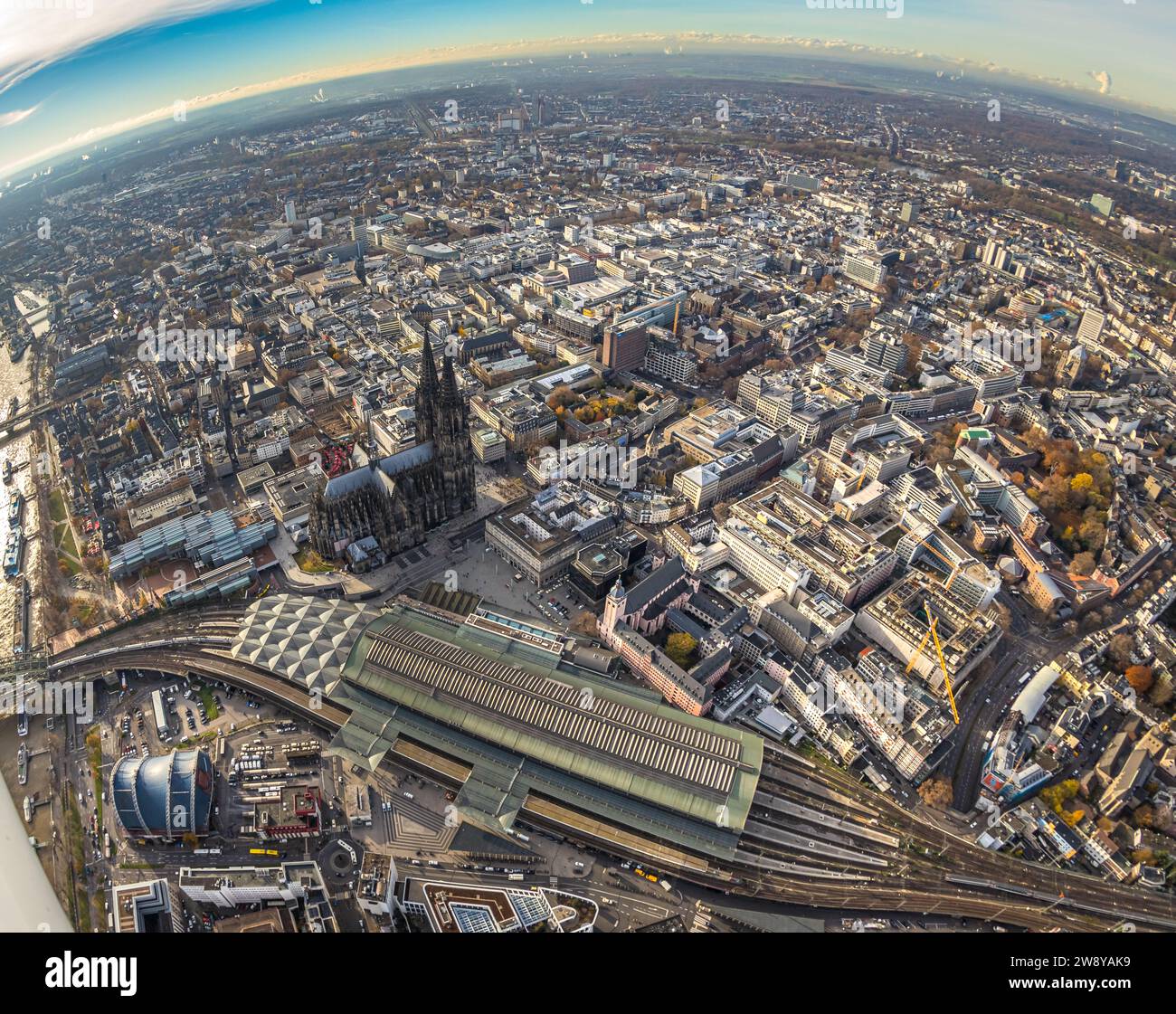 Aerial view, city and old town overview with Cologne Cathedral and ...