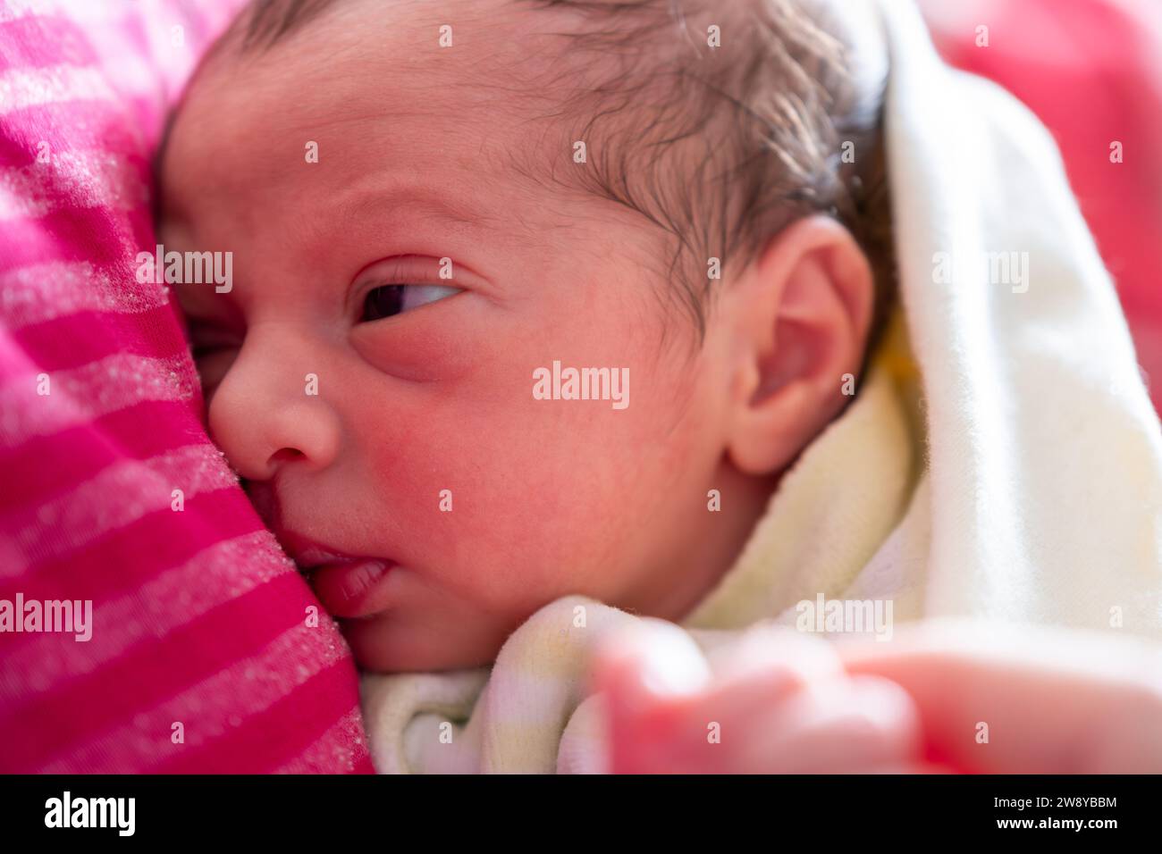 mother cuddling her newborn with smile on their faces and adorable look ...