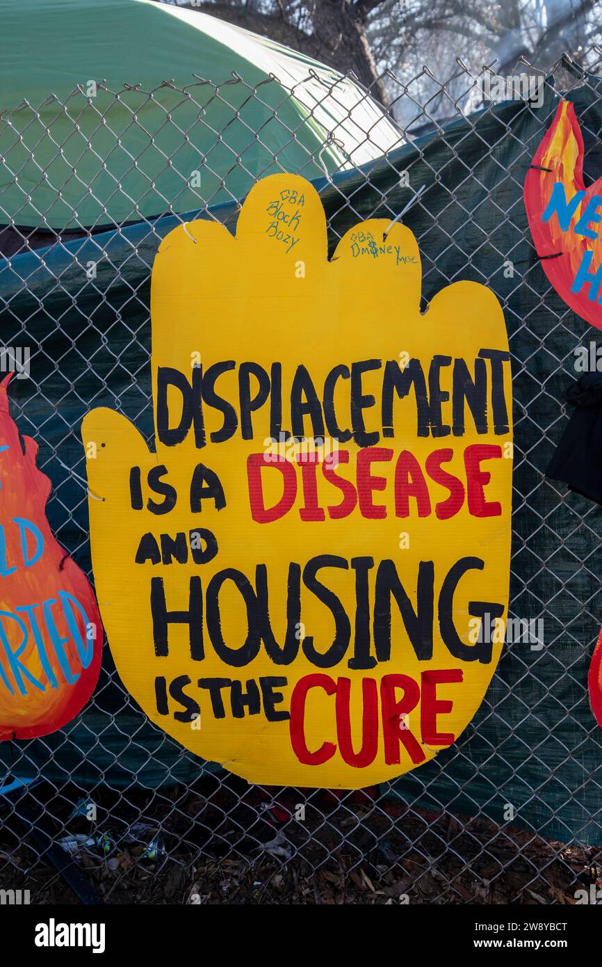 Minneapolis, Minnesota. Sign posted on the fence surrounding the ...