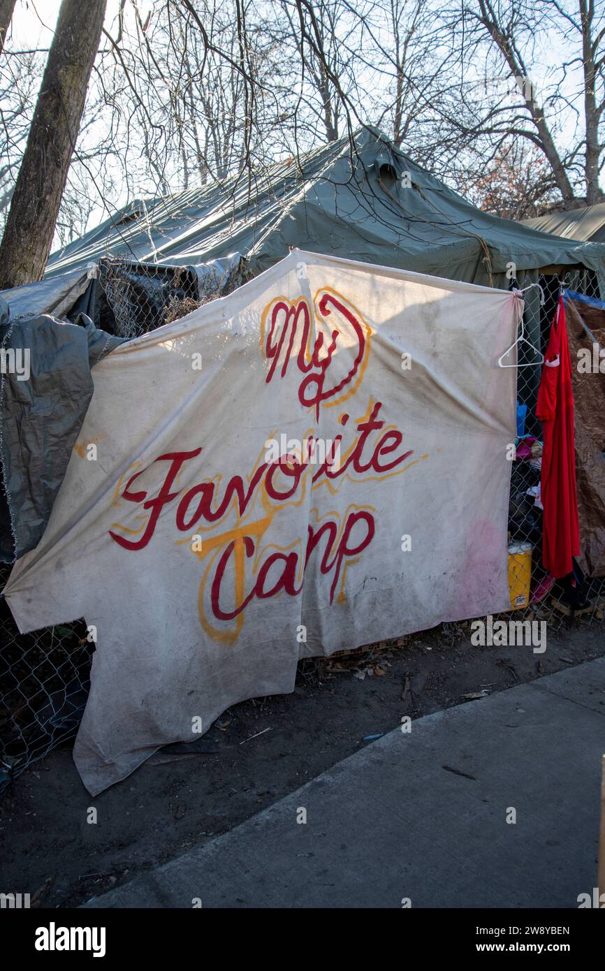 Minneapolis, Minnesota. Sign posted on the fence surrounding the ...