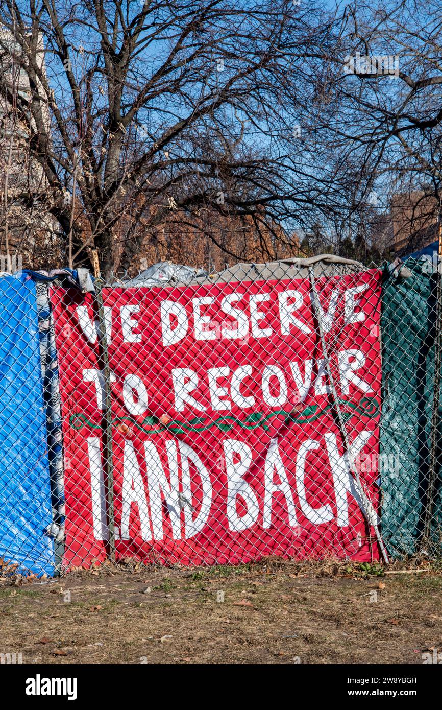 Minneapolis, Minnesota. Sign posted on the fence surrounding the ...