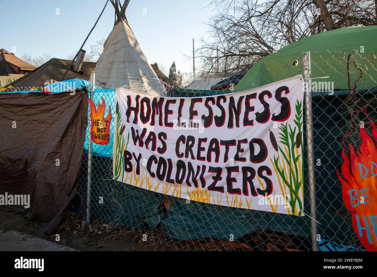 Minneapolis, Minnesota. Sign posted on the fence surrounding the ...
