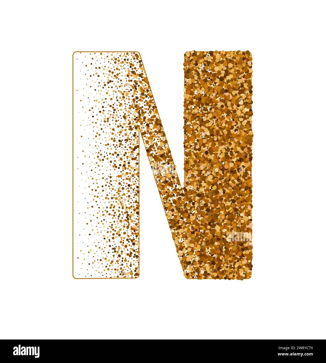 Letter N of Latin alphabet decorated with sand effect stipple texture ...