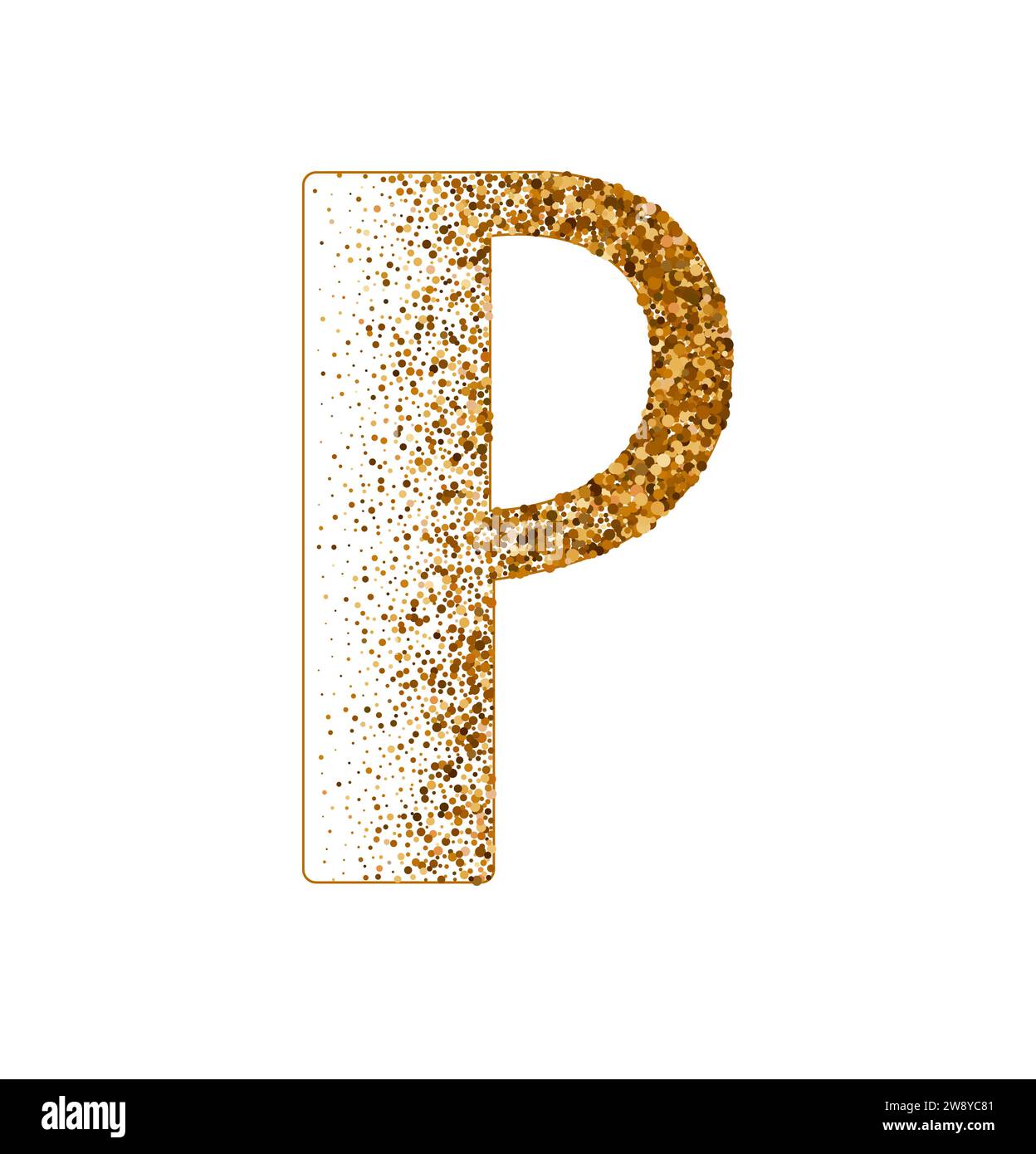 Letter P of Latin alphabet decorated with sand effect stipple texture ...