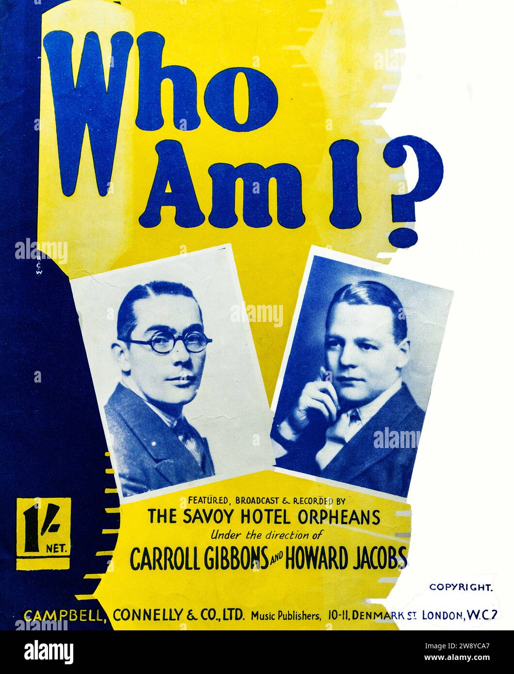 "Who Am I?" Vintage Music Sheet, Boldly colored sheet music cover ...