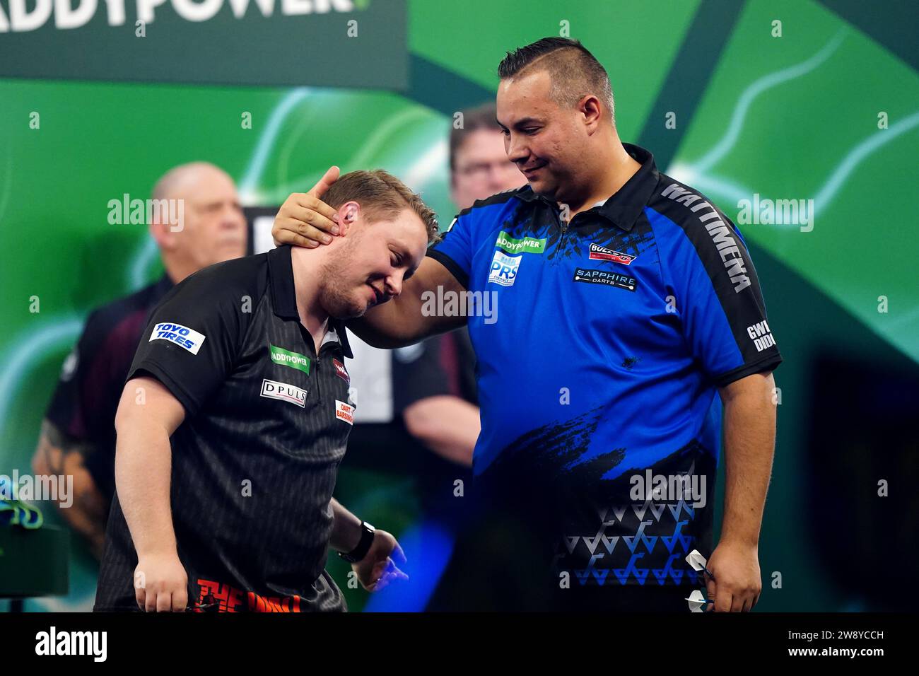 Martin Schindler celebrates after beating Jermaine Wattimena (right) on ...