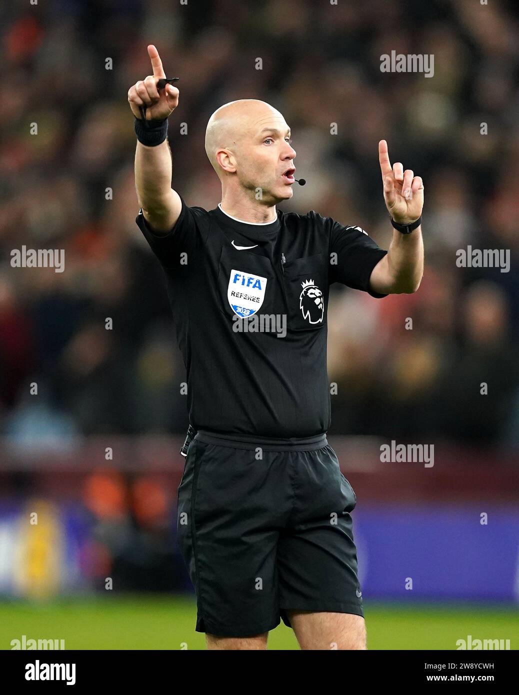 Referee Anthony Taylor during the Premier League match at Villa Park ...
