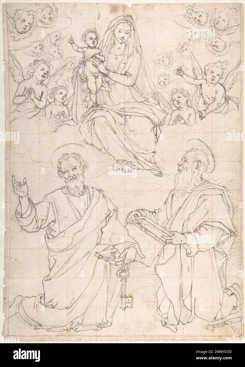 Virgin and Child Appearing in a Glory of Angels to Saint Peter and ...