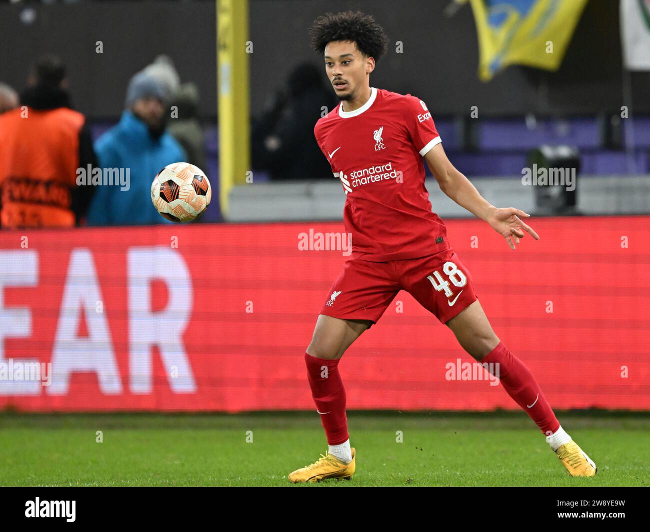 BRUSSELS - Calum Scanlon of Liverpool FC during the UEFA Europa League ...