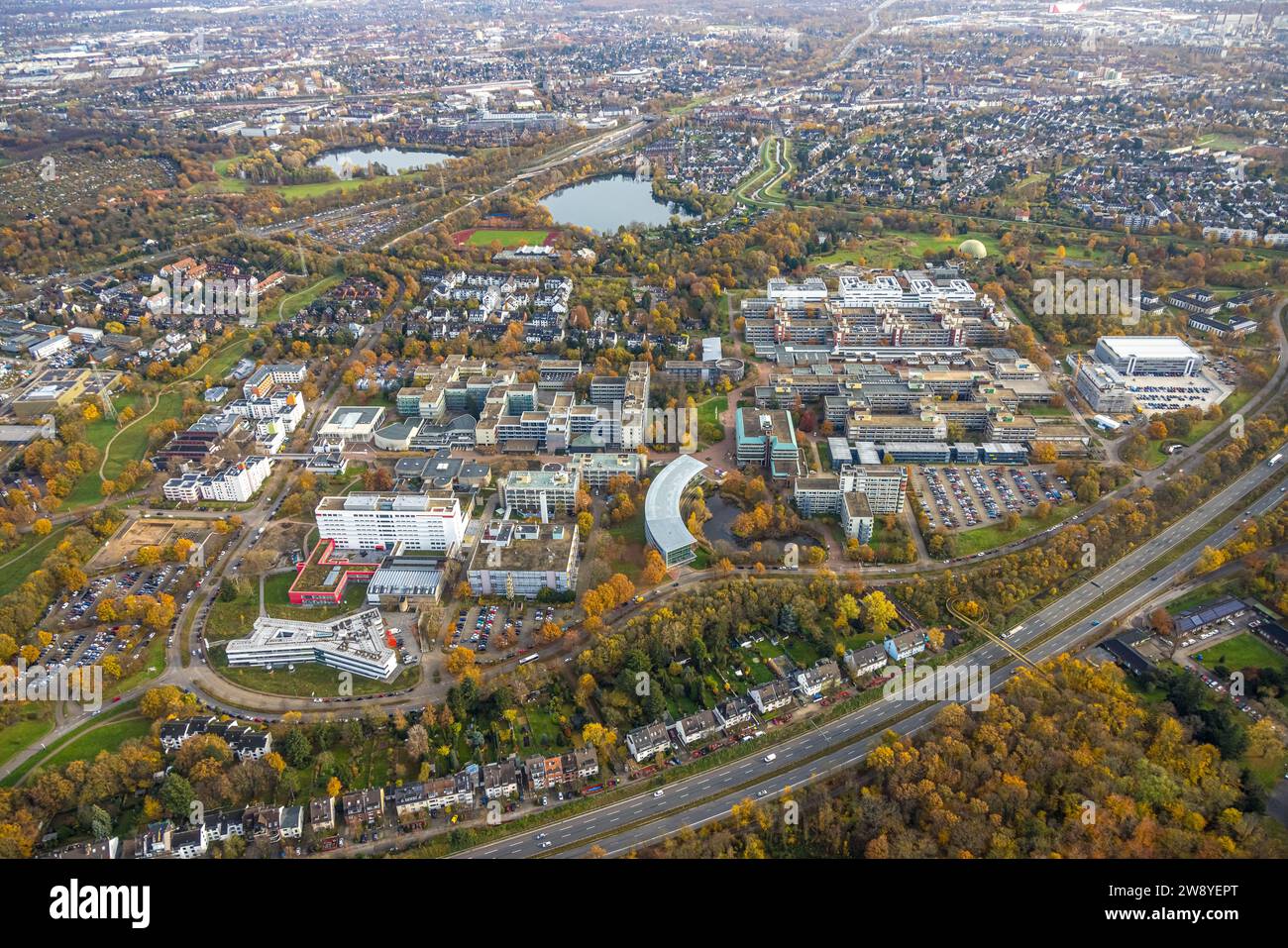 Aerial view, Heinrich Heine University, behind the Südpark with ...