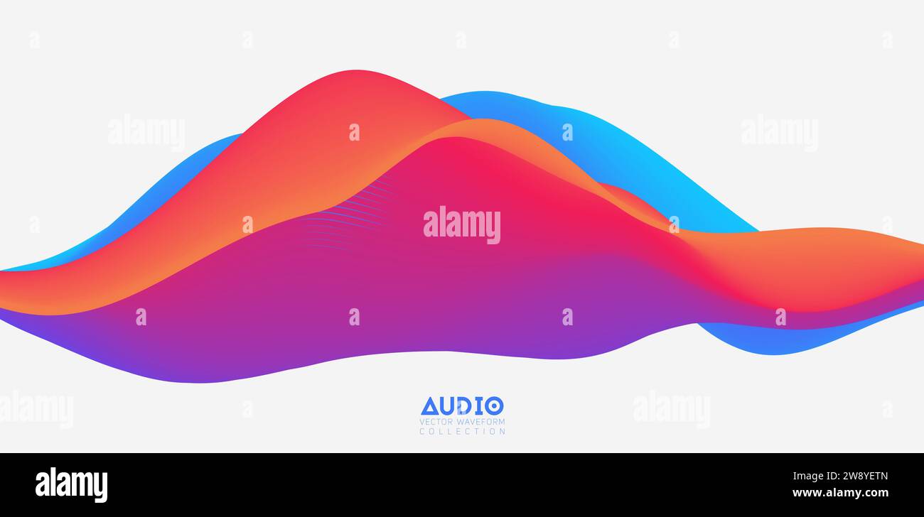 Sound wave visualiztion. 3D colorful solid waveform. Voice sample ...