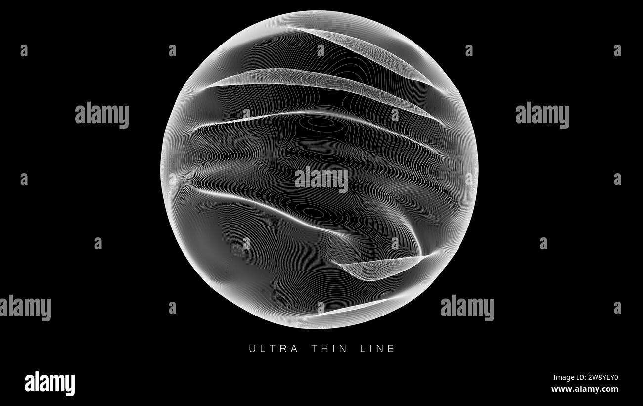 Ultra thin line fluid geometry. Dynamic vector distorted spheres Stock ...