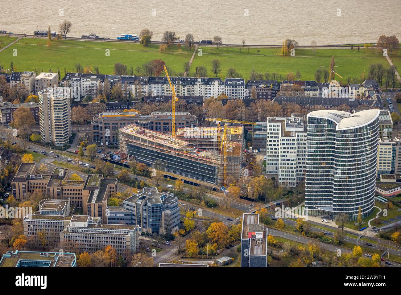 Aerial view, high-rise building Sky Office office space rental ...