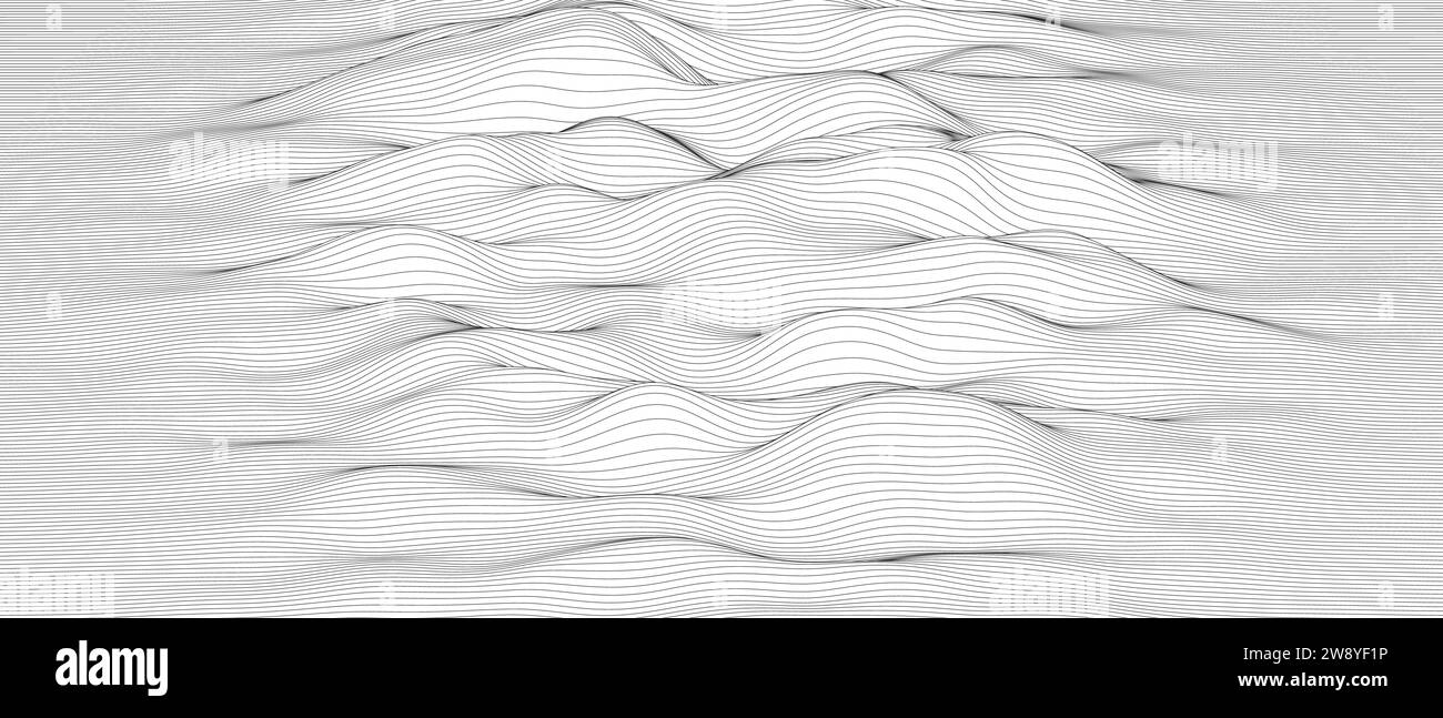 Monochrome sound line waves abstract background . Distorted line shapes ...