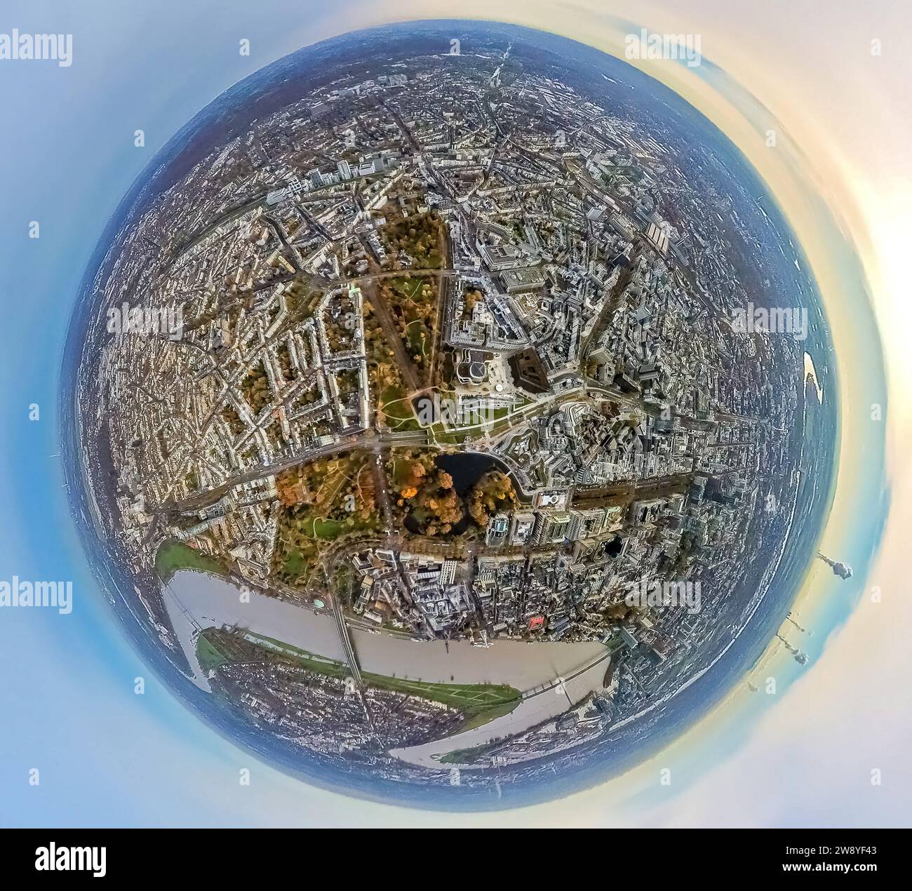 Aerial view, Hofgarten and city center with river Rhine and Oberkassel ...