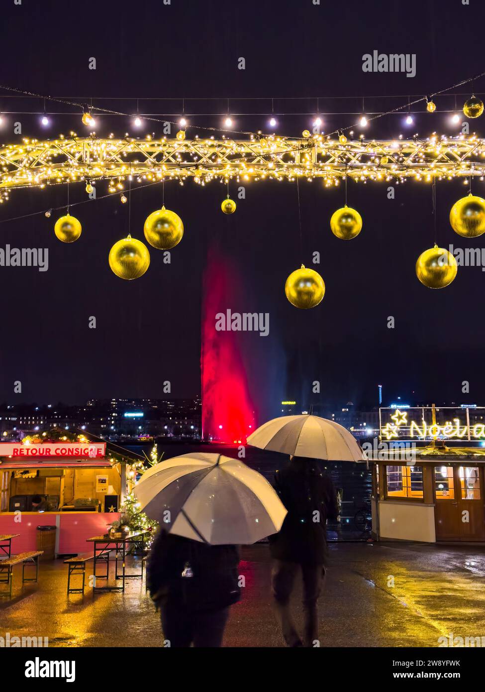 Geneva, Switzerland - December 1, 2023: Christmas market at the Quai du ...