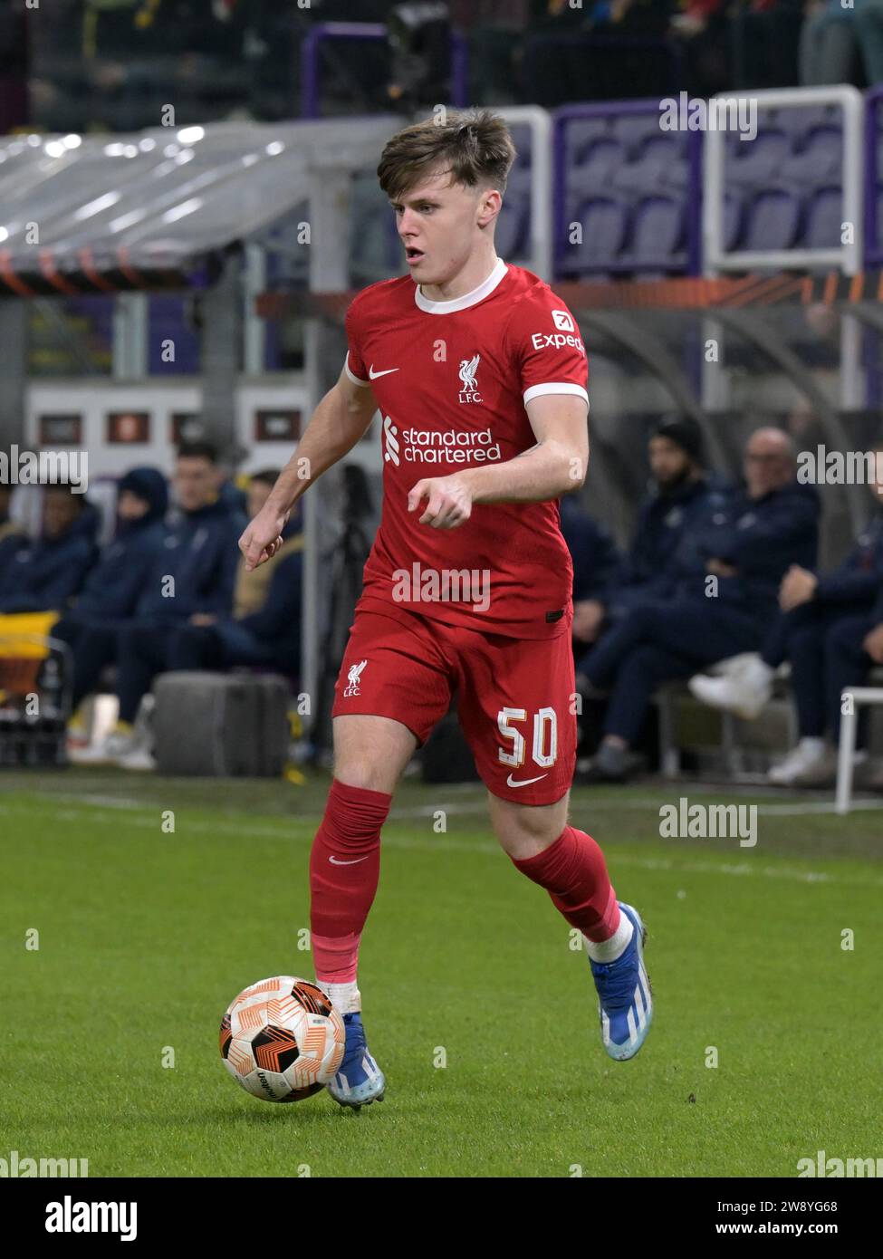 BRUSSELS - Ben Doak of Liverpool FC during the UEFA Europa League in ...