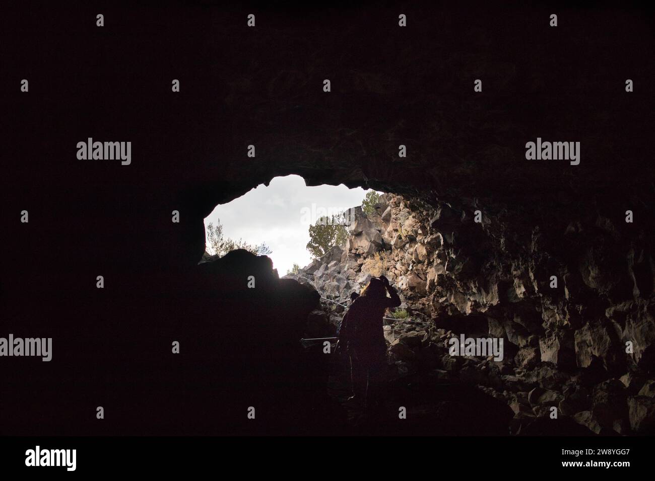 Lava tube cave in Lava Beds National Park, California, USA Stock Photo ...