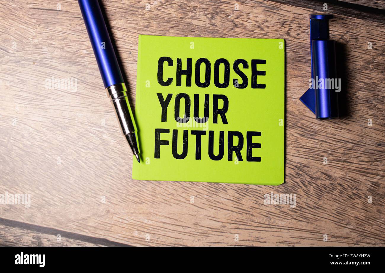 Abstract word choose your future label torn paper craft scrap box ...