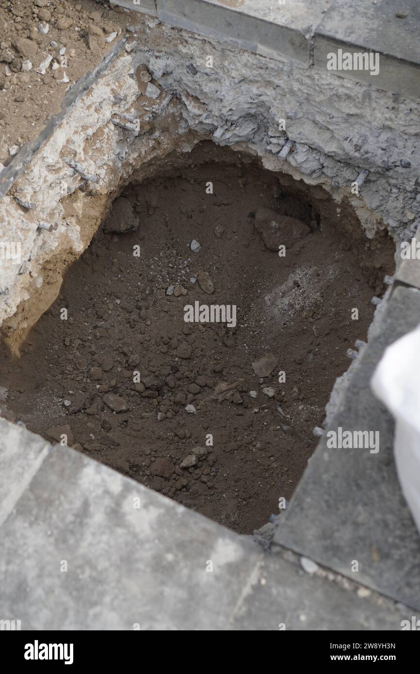 repair of water channels, and soil in sacks Stock Photo - Alamy