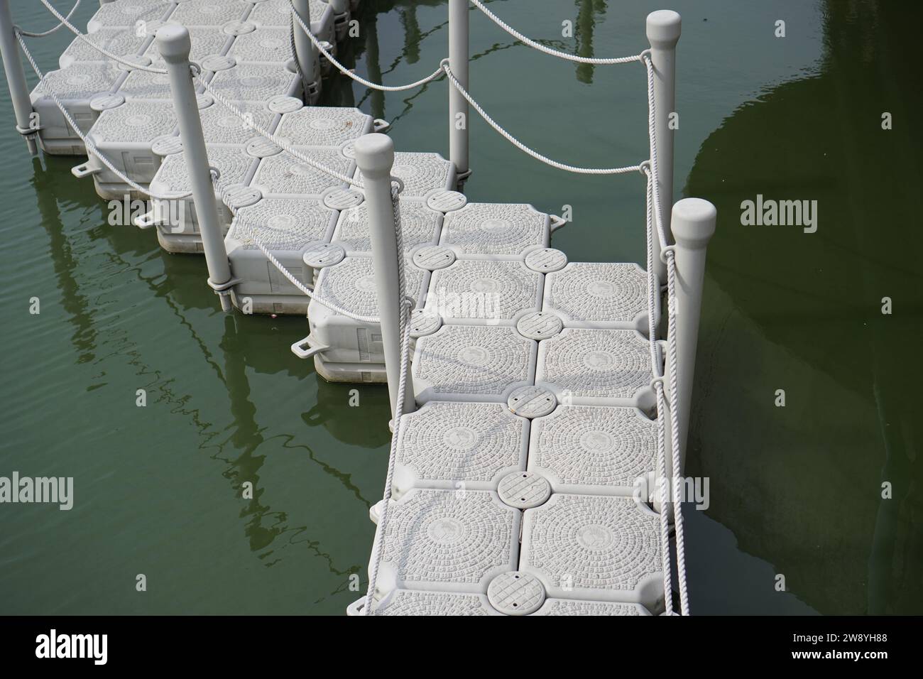 top view of the floating bridge on the river bank Stock Photo - Alamy