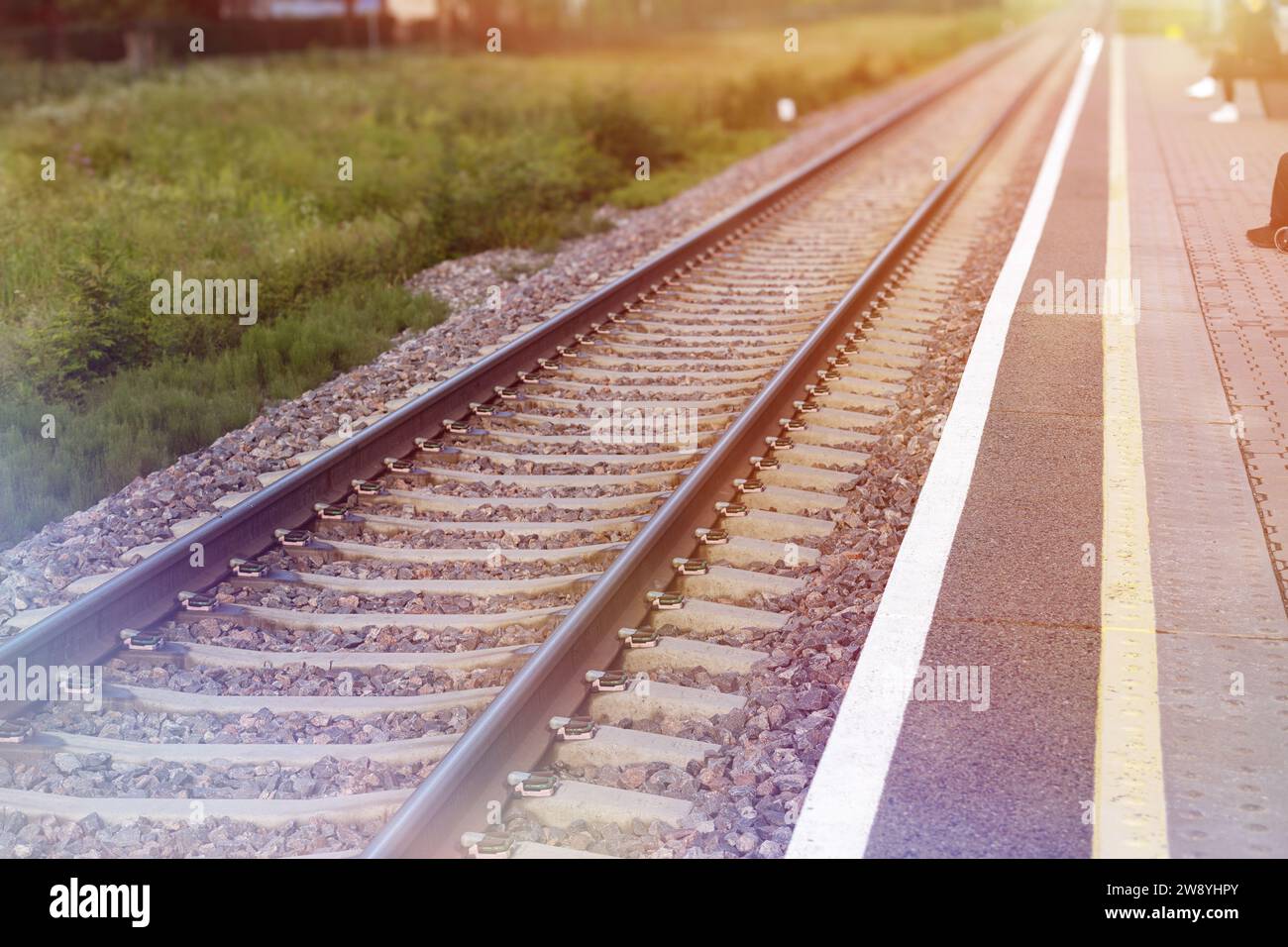 Railway at a small station in Estonia. Passenger transport Stock Photo ...