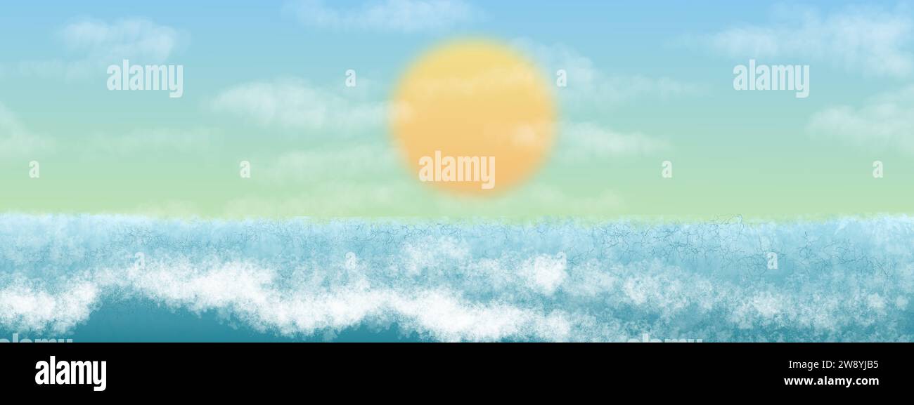 sea landscape with sun blue sk Stock Photo - Alamy