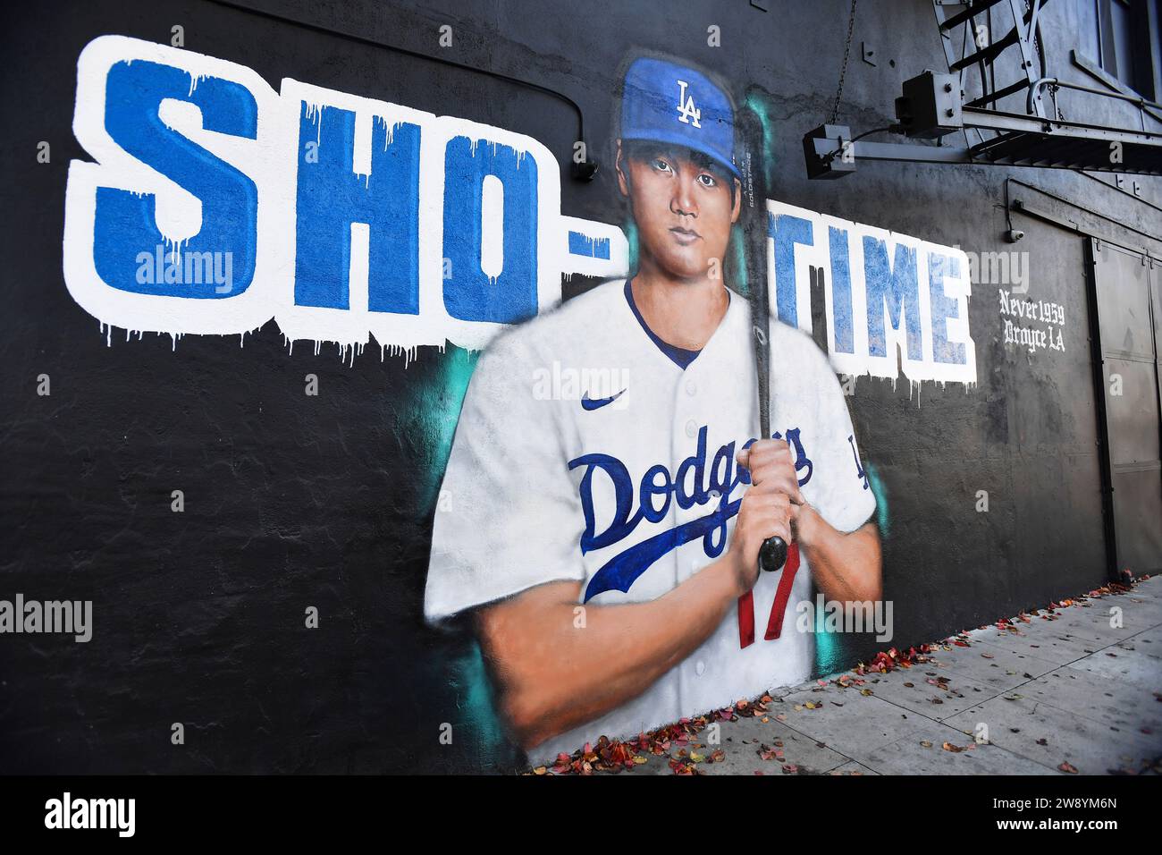 LOS ANGELES, CA - DECEMBER 22: A mural featuring Los Angeles Dodgers ...