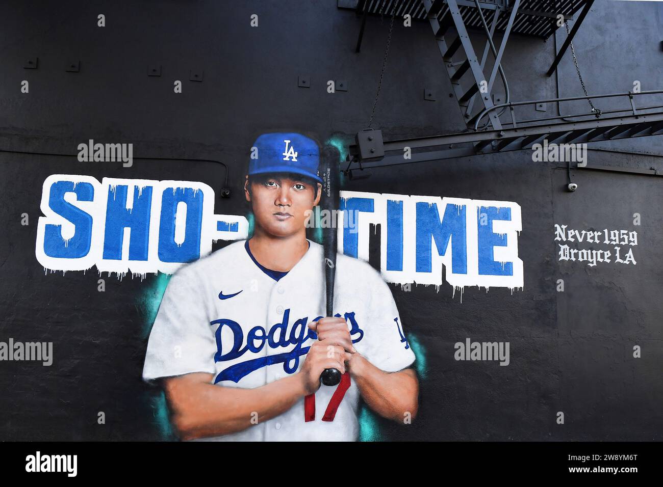 LOS ANGELES, CA - DECEMBER 22: A mural featuring Los Angeles Dodgers ...
