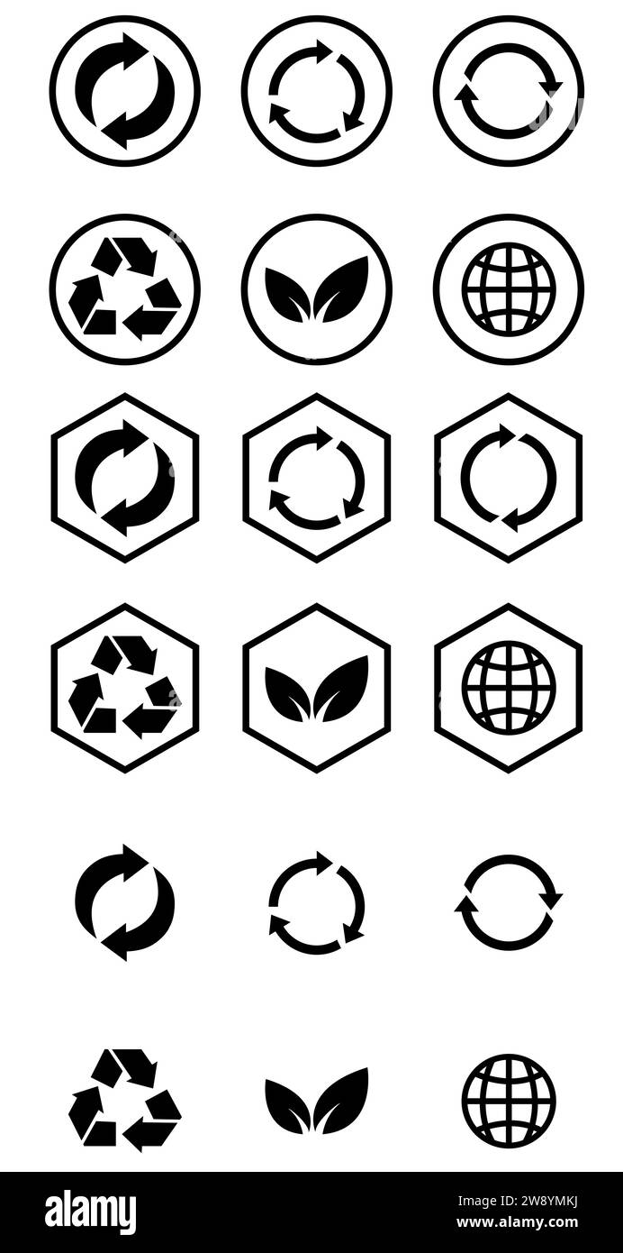 Recycle symbol set Black and White Stock Photos & Images - Alamy