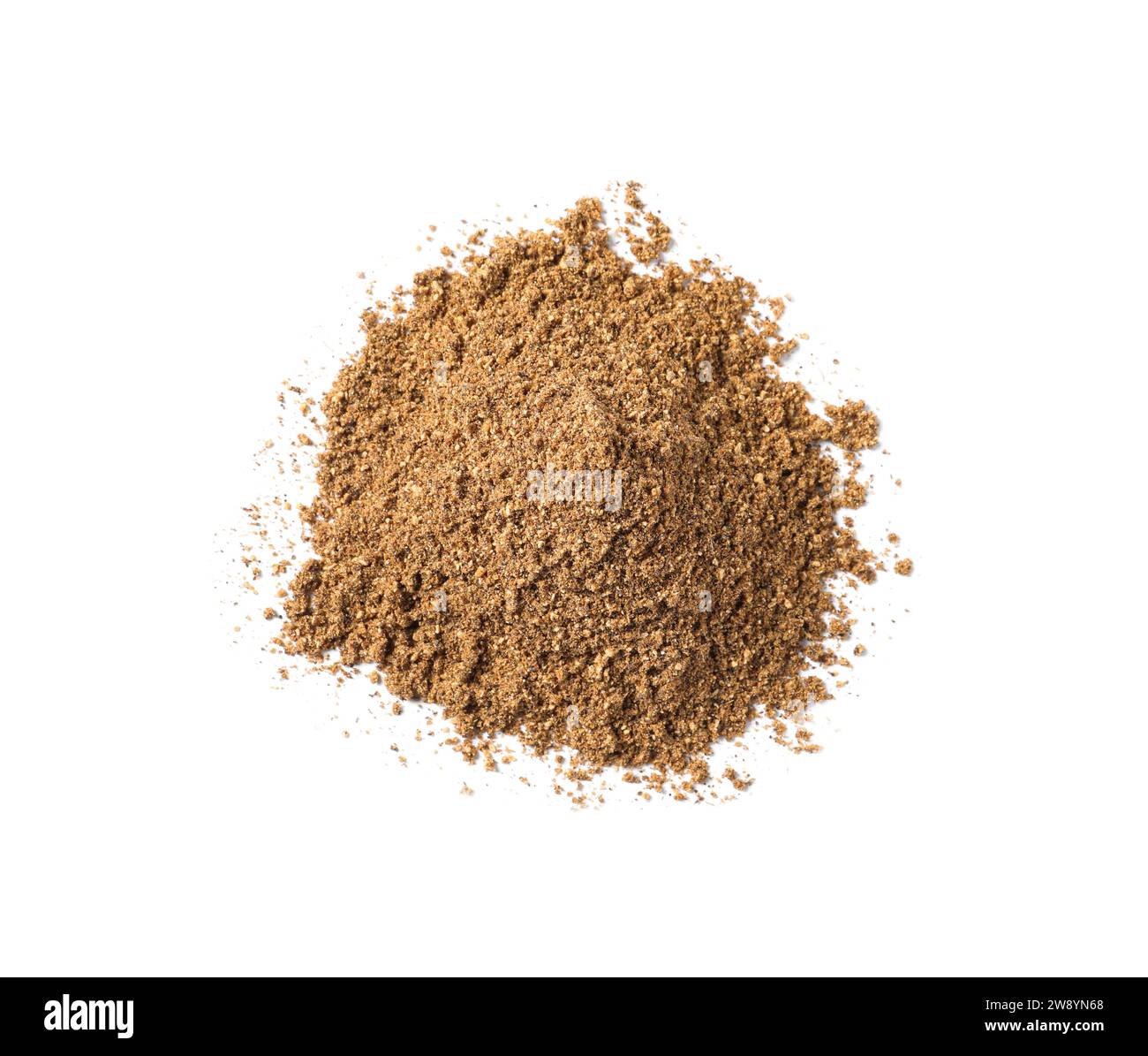 Heap of aromatic caraway (Persian cumin) powder isolated on white, top ...