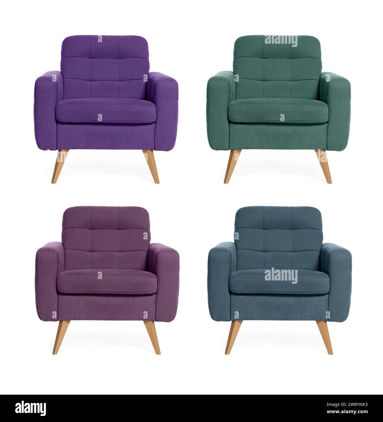 Different colorful armchairs isolated on white, set Stock Photo - Alamy