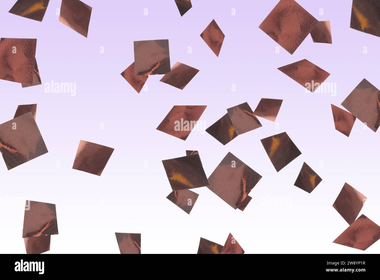 Shiny bronze confetti falling on gradient background Stock Photo - Alamy