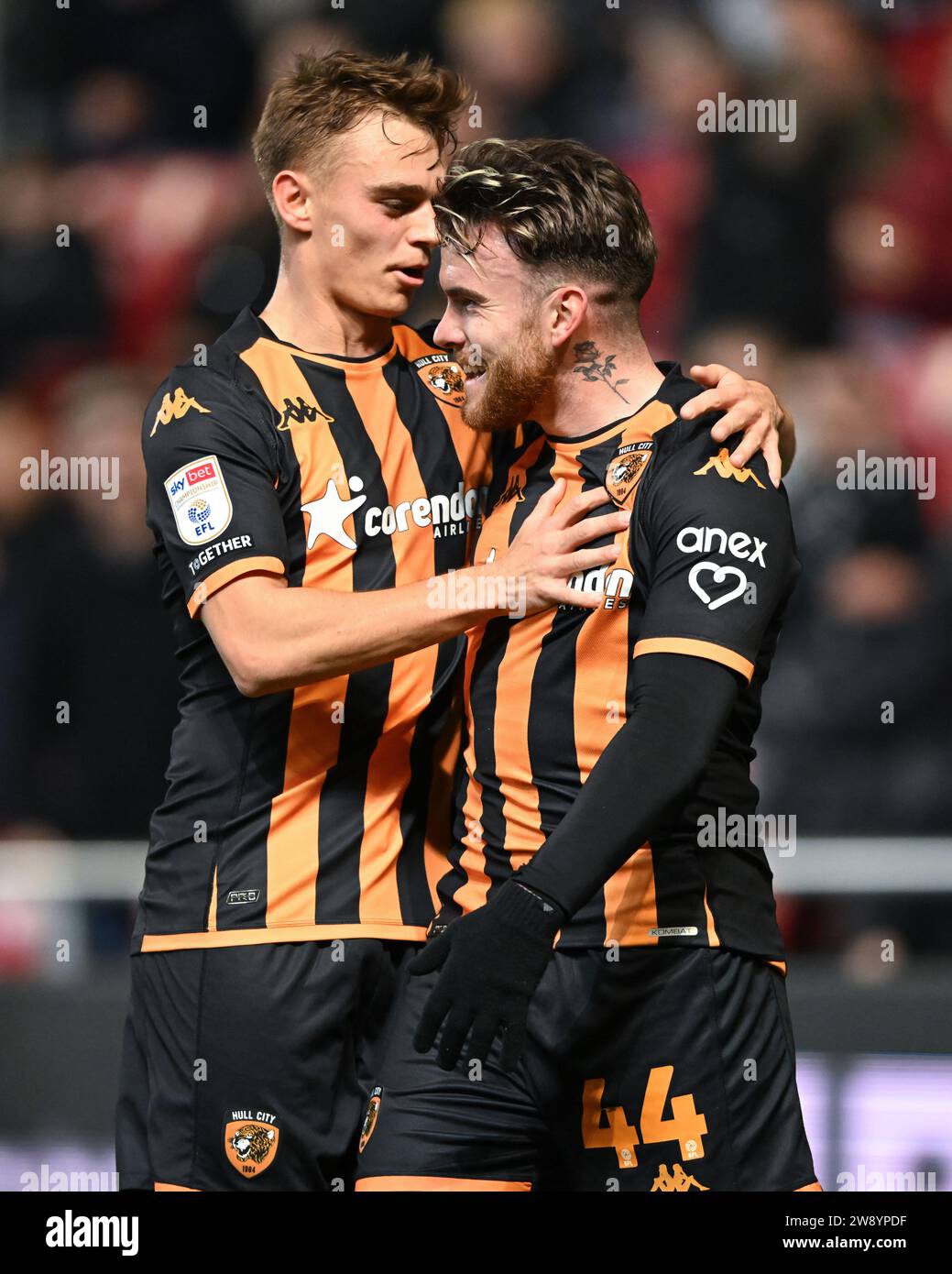 Aaron Connolly #44 of Hull City celebrates scoring his goal during the ...