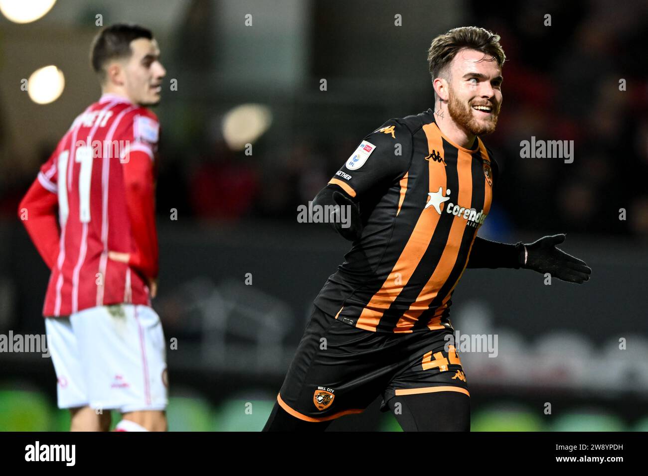 Aaron Connolly #44 of Hull City celebrates scoring his goal during the ...