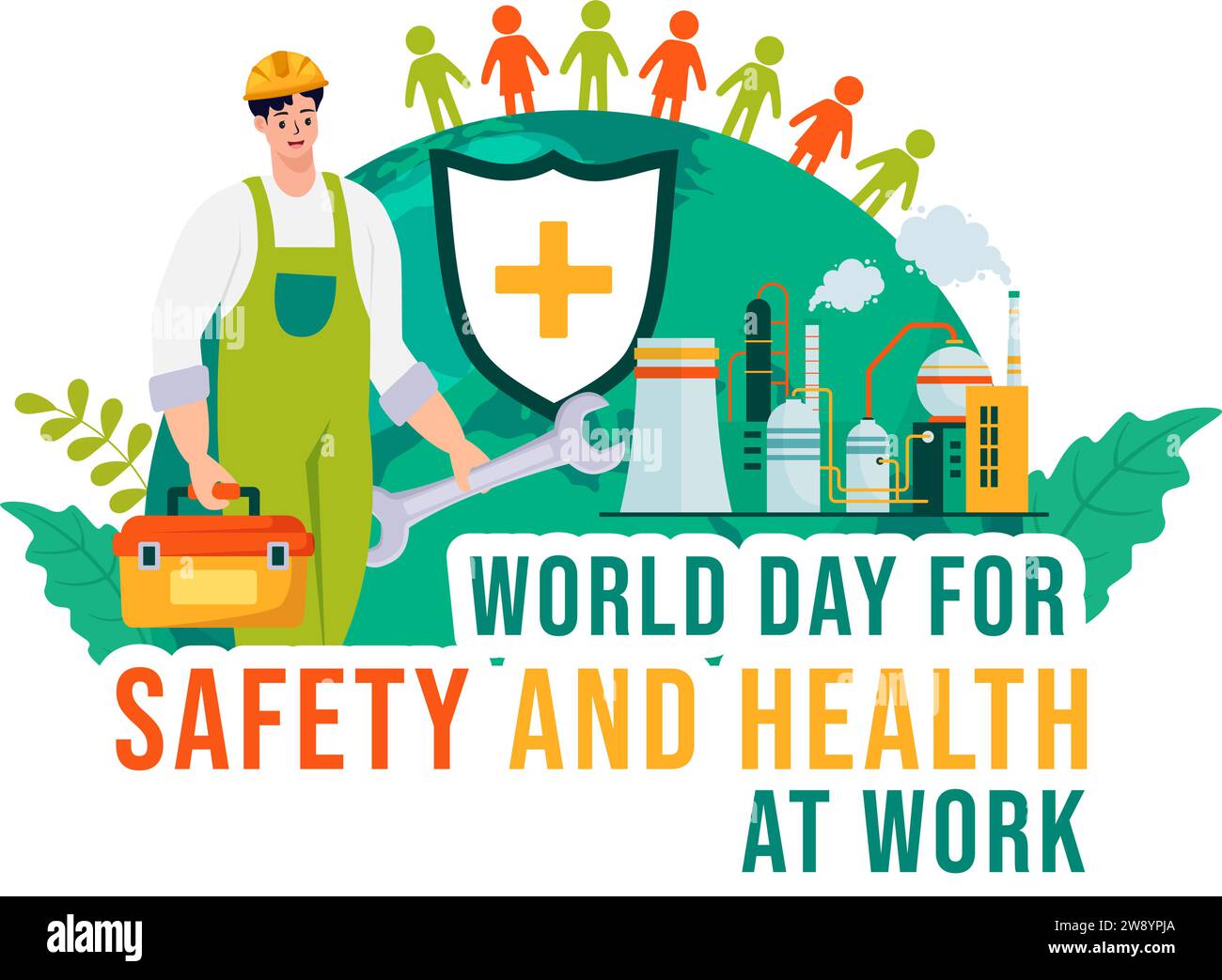 World Day for Safety and Health at Work Vector Illustration on April 28 ...