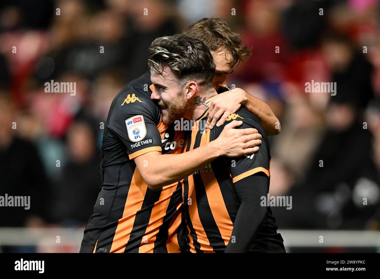Aaron Connolly #44 of Hull City celebrates scoring his goal during the ...